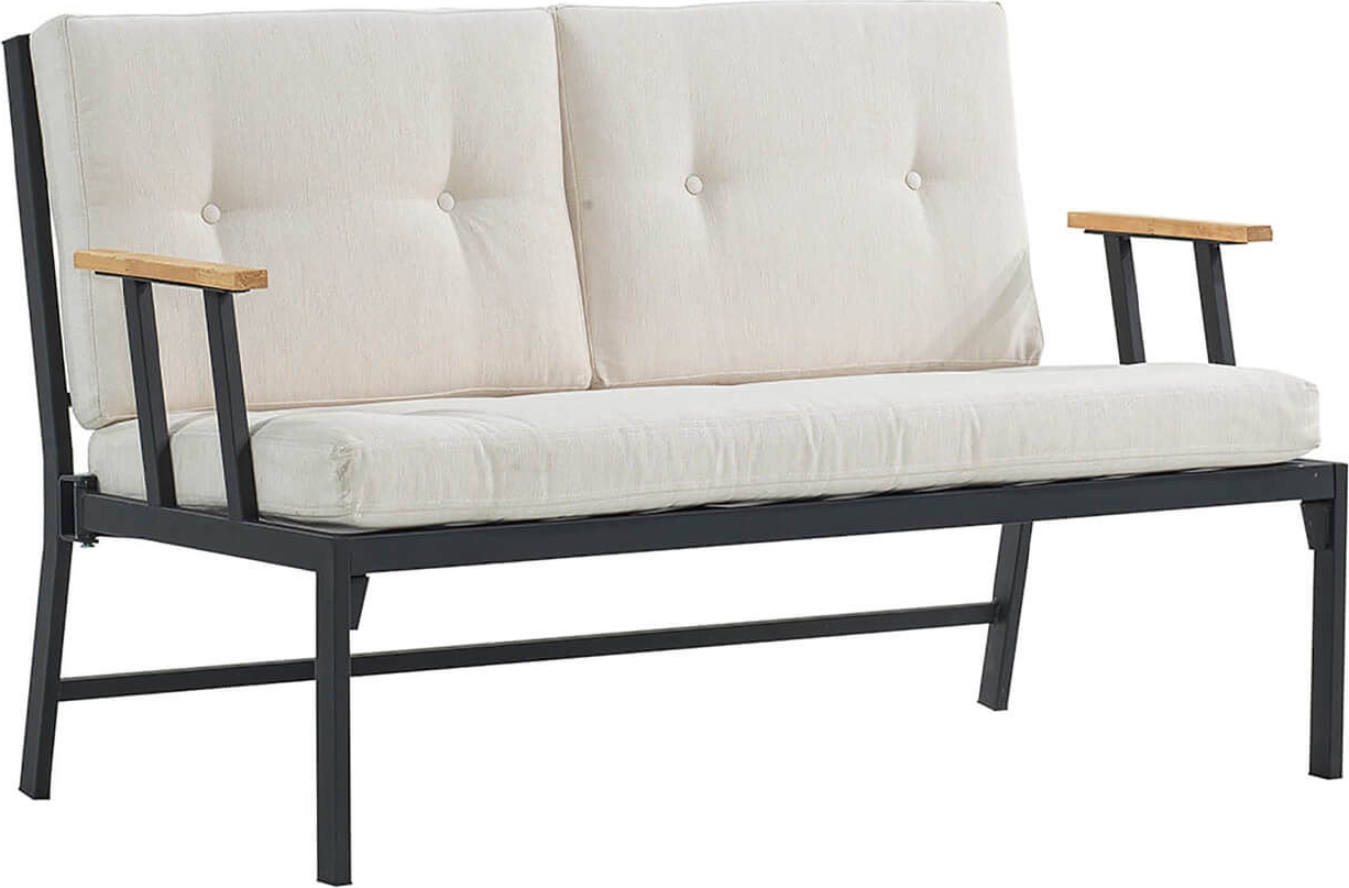 Lotus 2-istuttava ulkosohva - musta/beige - Puiset ulkosohvat - Trendrum.fi